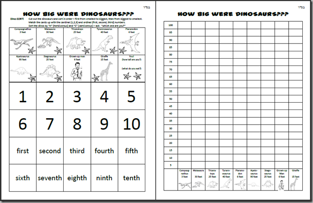 Printable Dinosaur Math/Science Worksheets